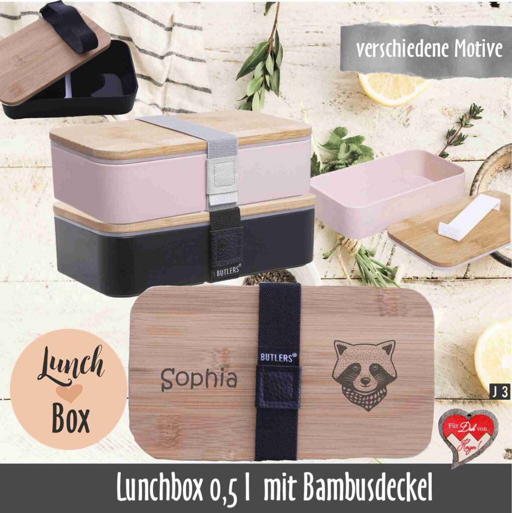 zweiteilige Brotzeitbox aus Edelstahl mit Wunschgravur; personalisierte ...